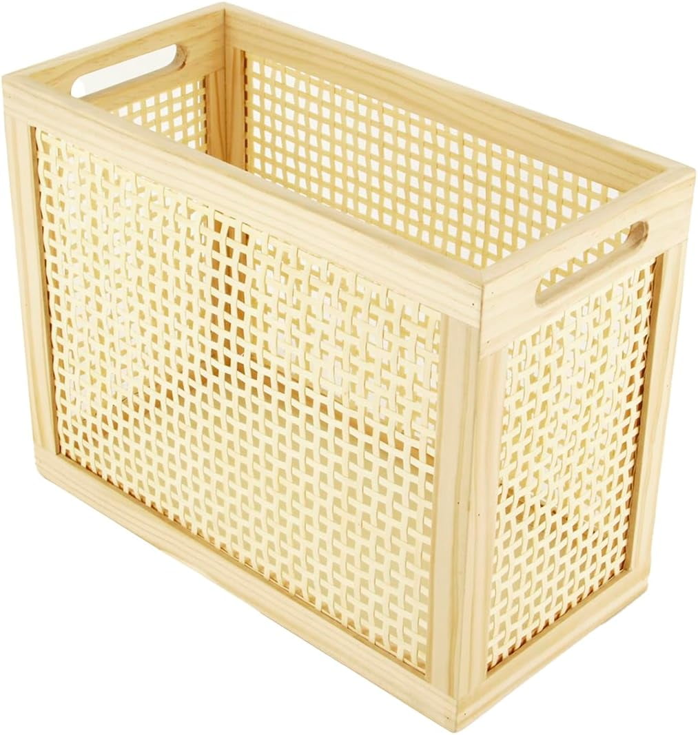 Wood Magazine Holder with Jute Rope Handles,Handcrafted Bamboo Toilet ...