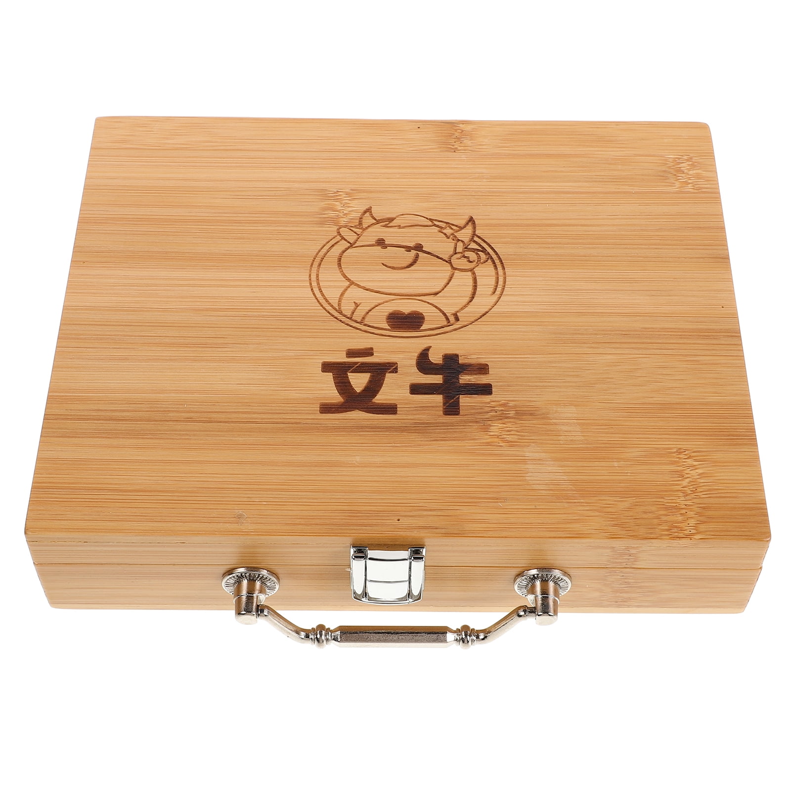 LIFKOME Beige Wooden Mahjong Storage Case with Portable Handle for ...