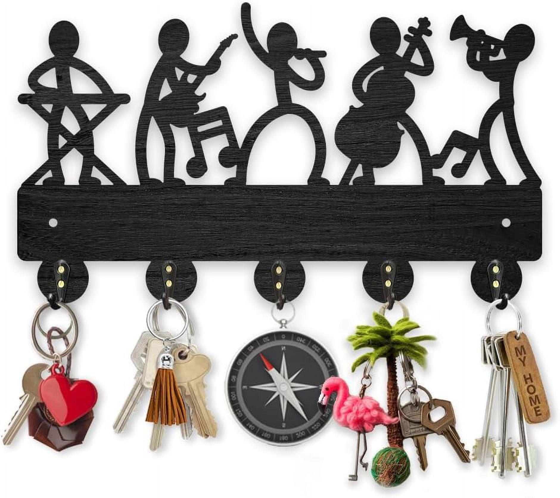 Wood Matchman Band Key Hook Black Music Note Key Holder Wall 11.8x6 ...