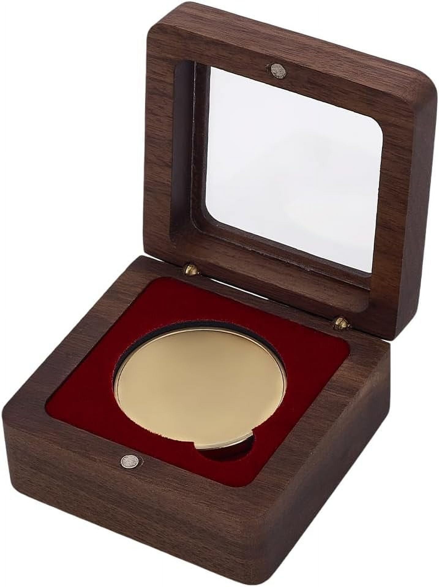 Wood Medal Storage Magnetic Boxes Visible Window Commemorative Coin ...