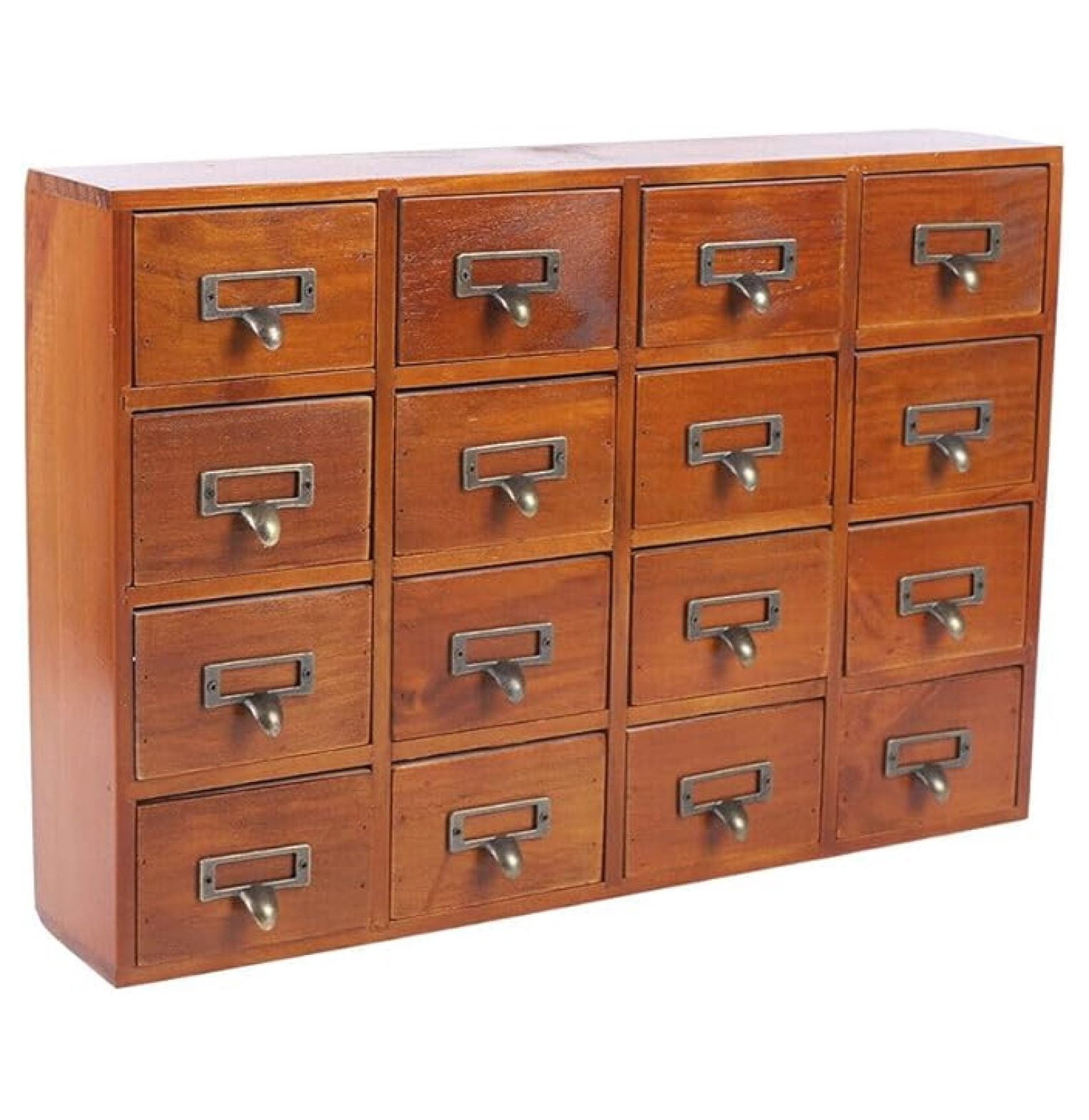 Wood Medicine Cabinet,16 Drawers Label Holder Organizer,Library Card ...