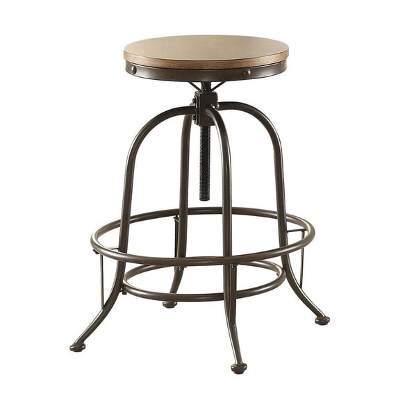 Wood & Metal Backless Counter Height Adjustable Swivel Stool, Set of 2 ...
