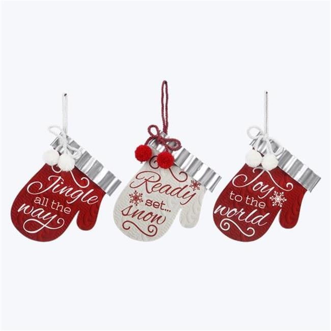 Wood & Metal Christmas Winter Mitten Wall Sign, Assorted Color - 3 ...