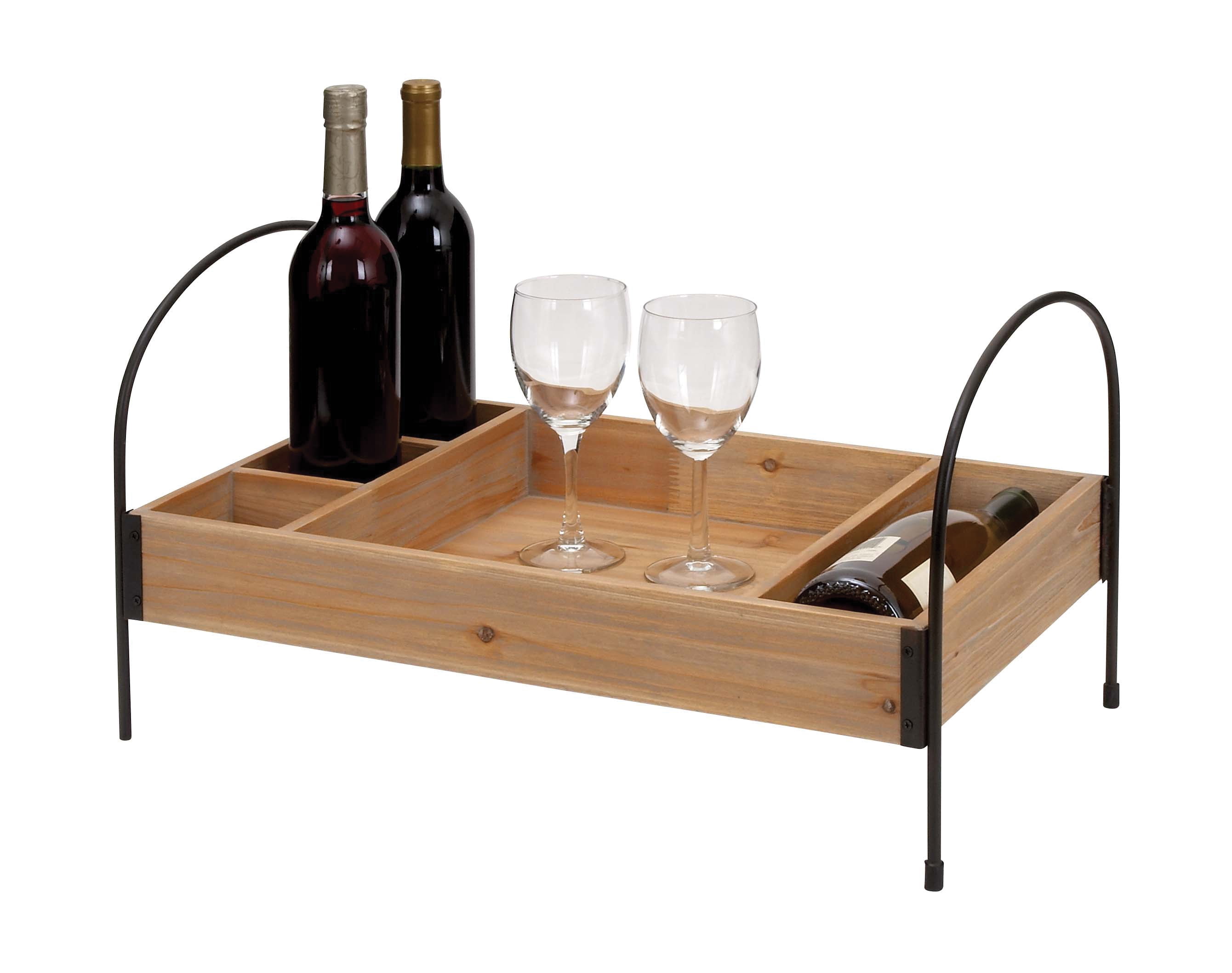 Wood Metal Wine Tray In Elegant Design - Walmart.com
