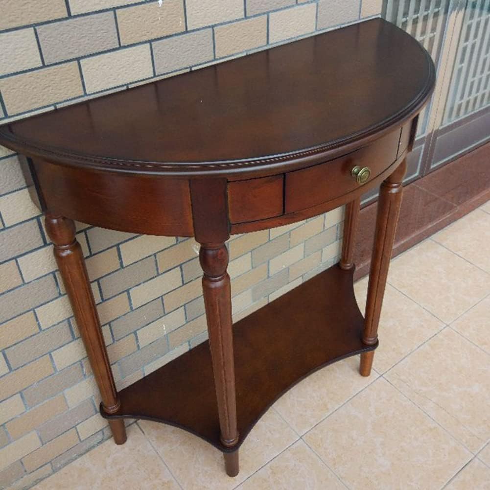 Wood Mid-Century Console Table Half Moon Single Drawer Sofa Table Porch ...
