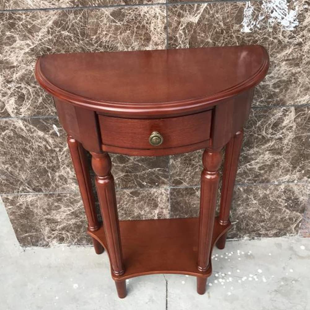 Wood Mid-Century Console Table Half Moon Single Drawer Sofa Table Porch ...