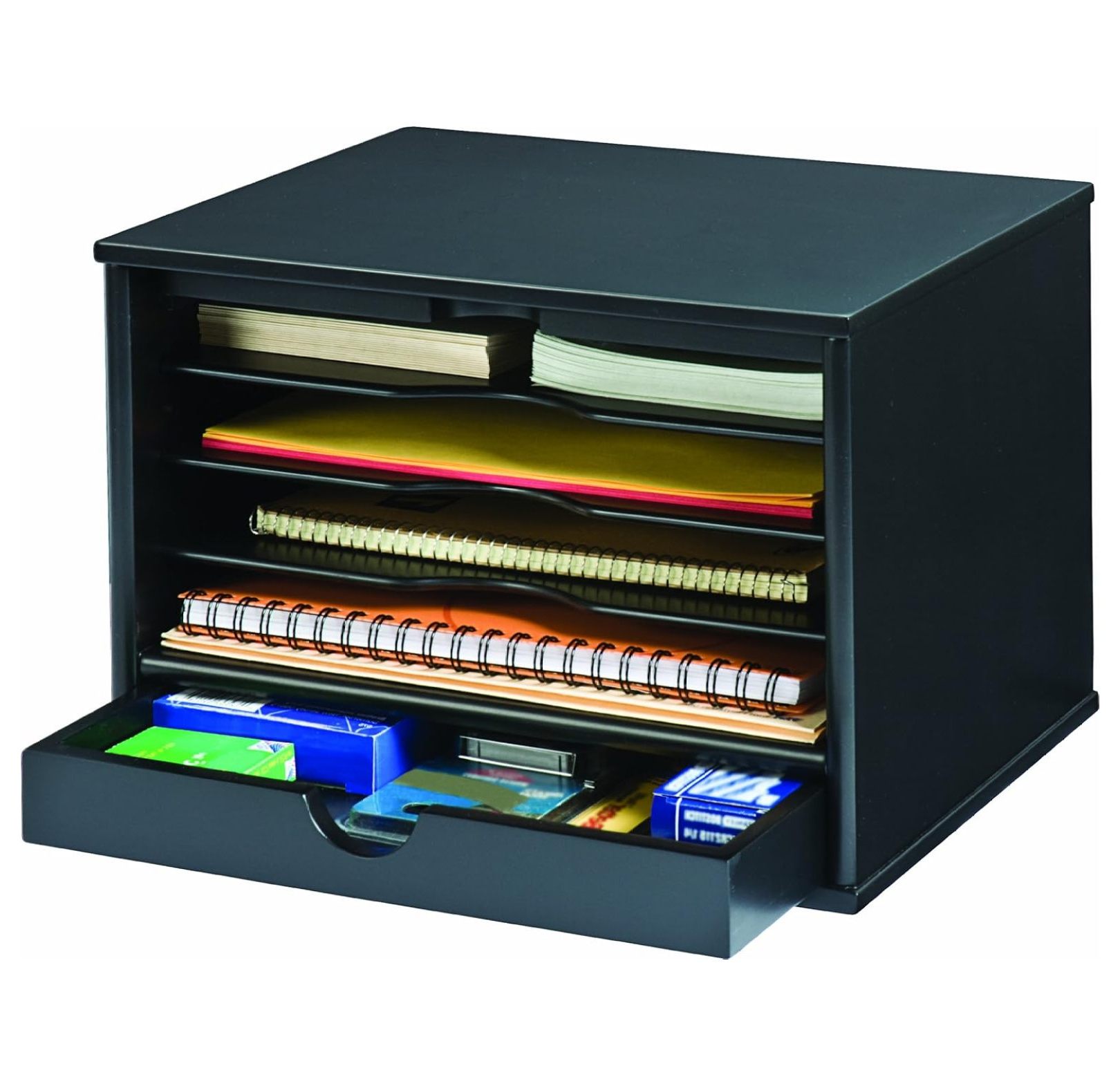 Wood Midnight Black Collection, 4-Shelf Desktop Organizer, Black, (4720 ...