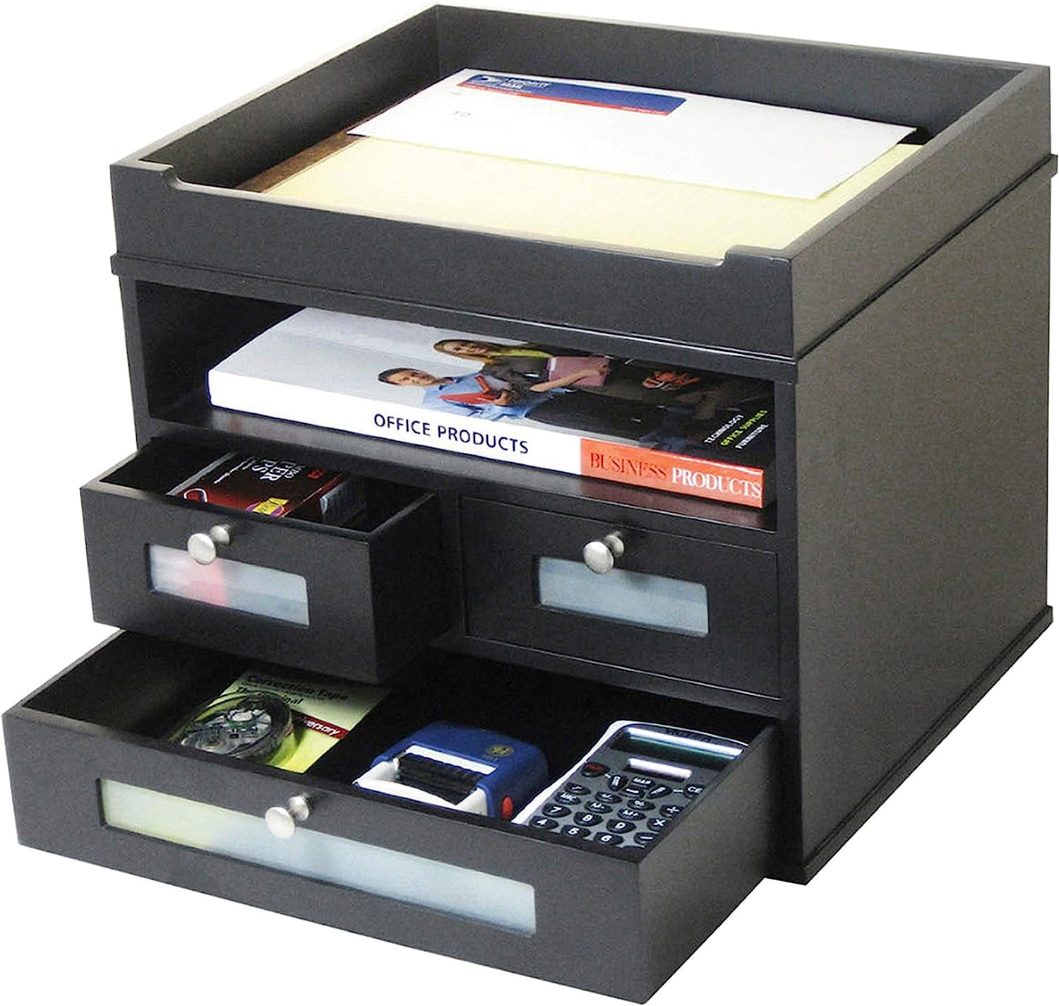 Wood Midnight Black Collection, Tidy Tower Desktop Organizer, Black ...