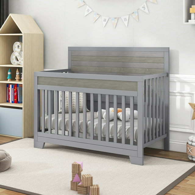 Wood Mini Crib with 3 Mattress Height Settings, Baby Crib for Boys and ...