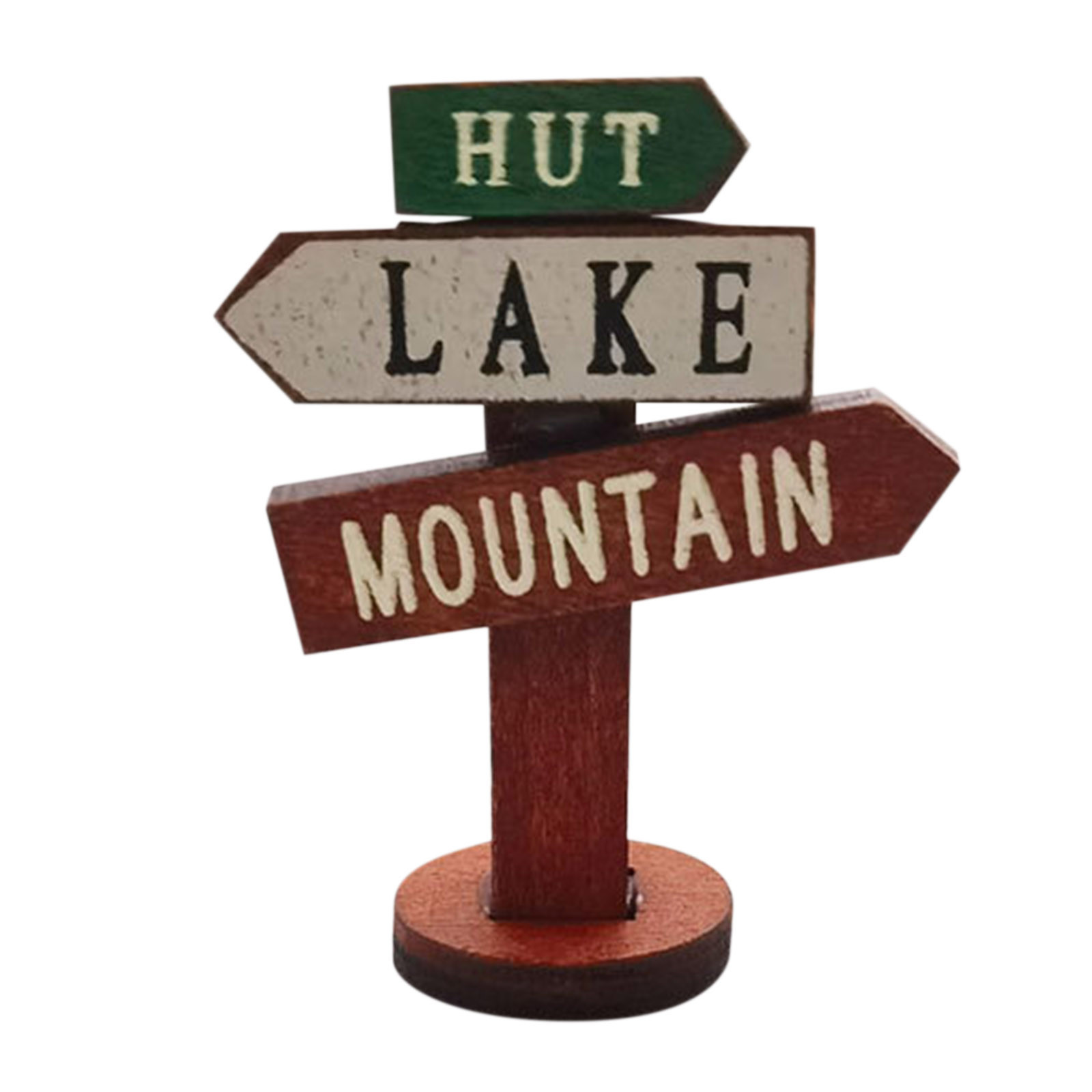 Wood Mini Signpost Lovely Lake Hut Mountain Painted Ornament Decor ...