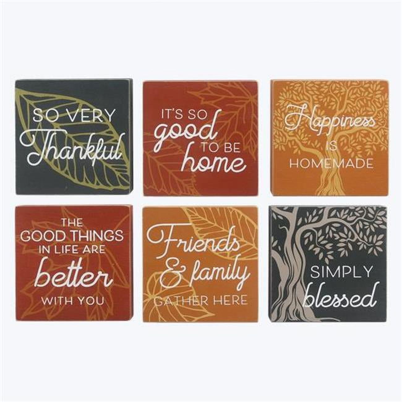 Wood Mini Square Fall Block Tabletop Signs, Assorted Color - 6 Piece ...