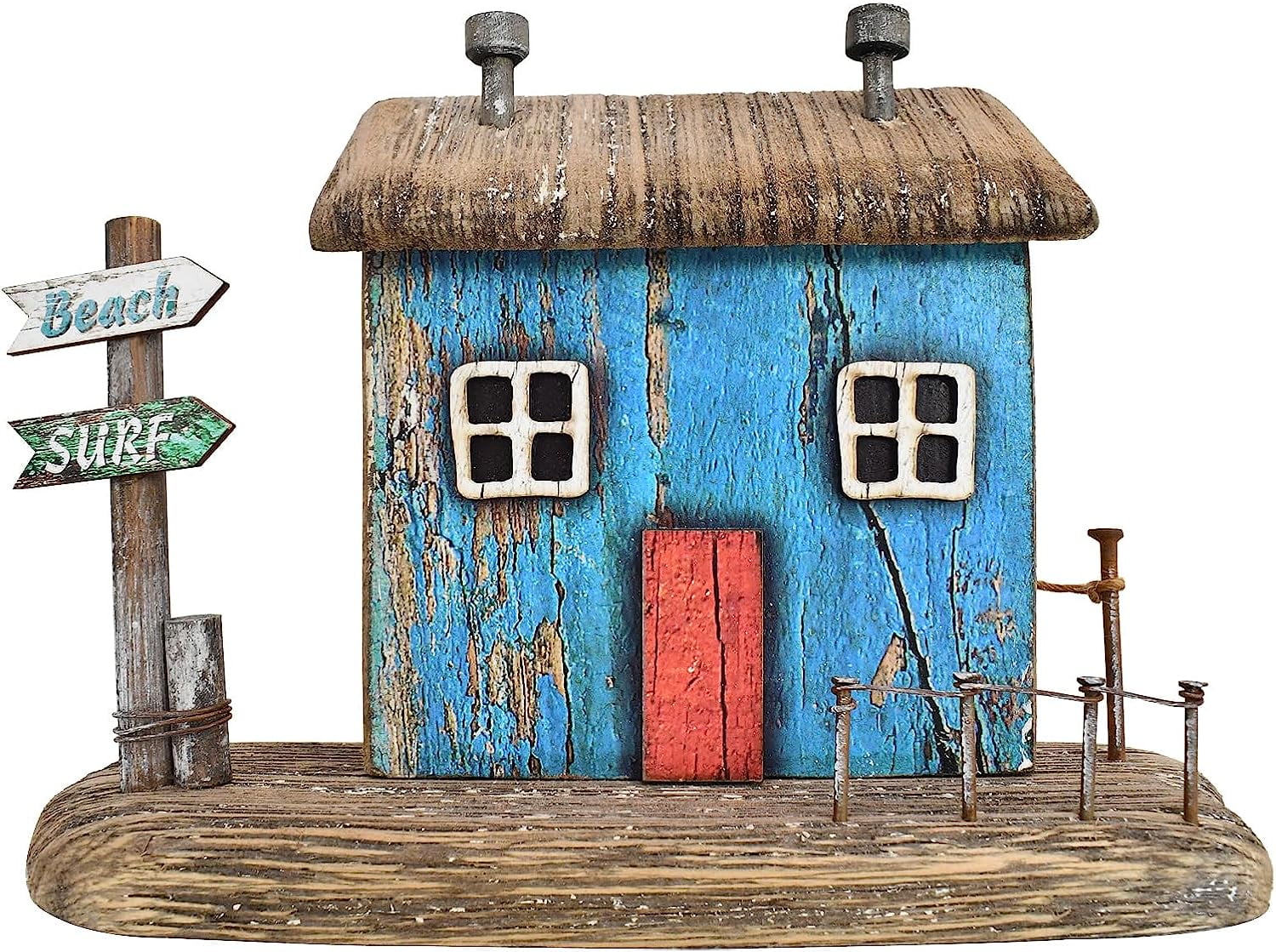 Wood Miniature House Nautical Beach Table Sculptures Home Decor, Small ...