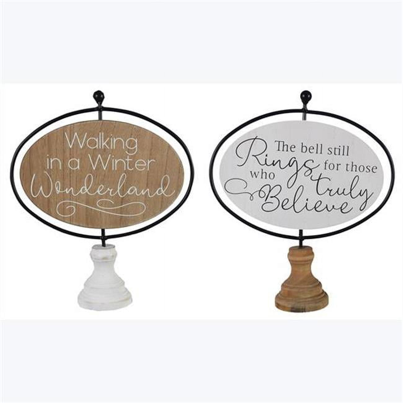 Wood Modern Farmhouse Reversable Pedestal Signs, Assorted Color - 2 ...