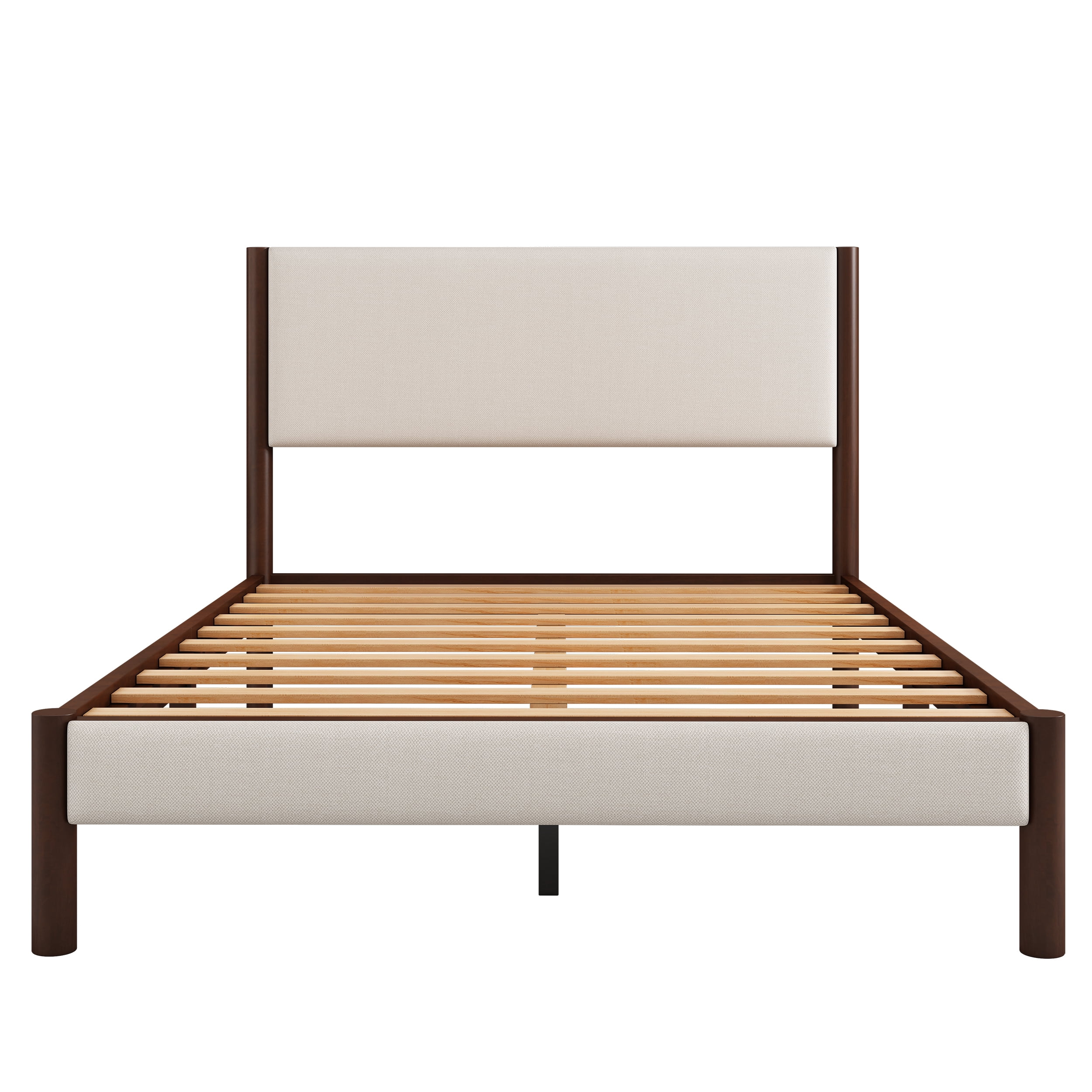 Wood Modern Platform Bed with Walnut Wood Frame Easy Assembly Queen Bed ...