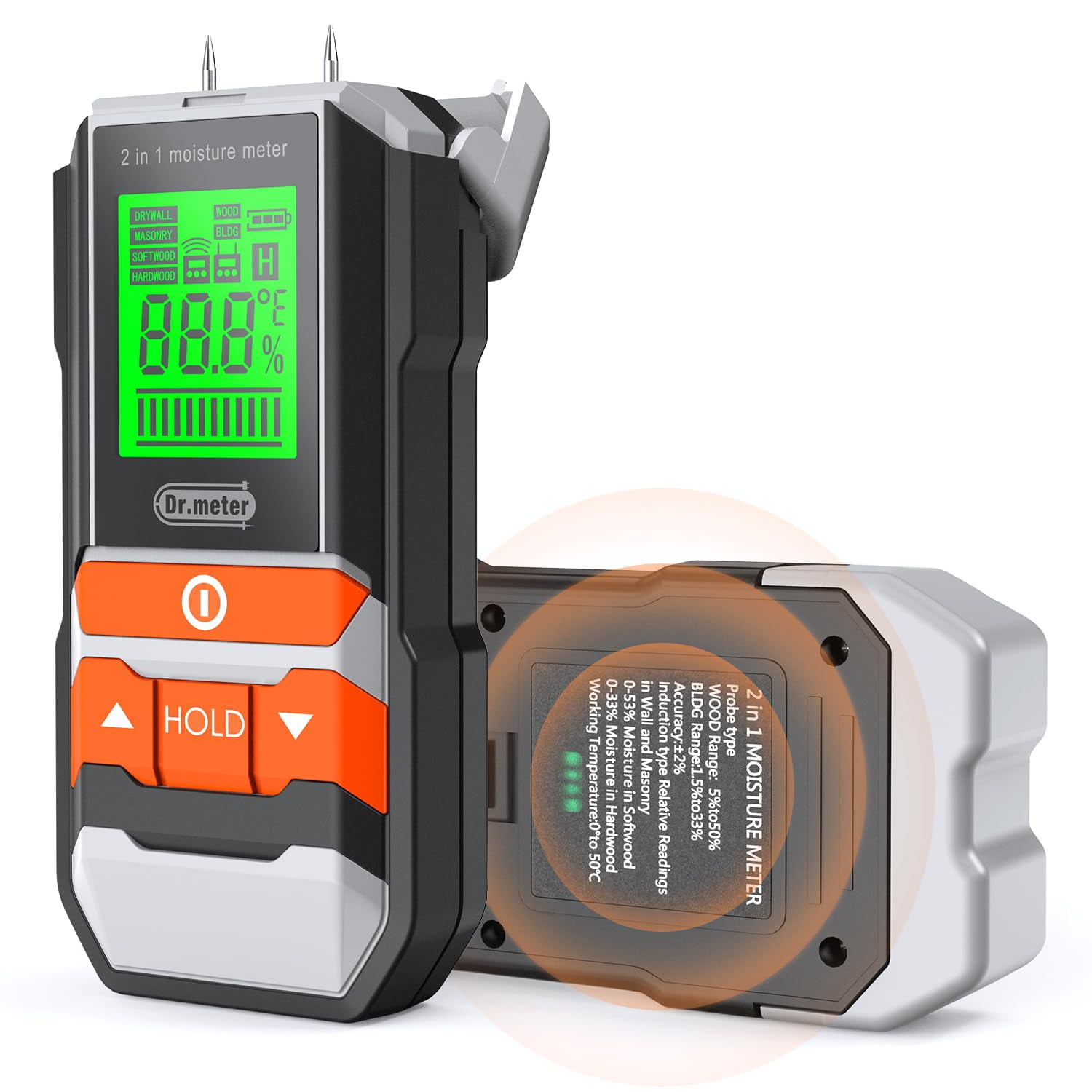 Wood Moisture Meter 2 in 1 Pin Pinless Moisture Tester Drmeter Digital ...