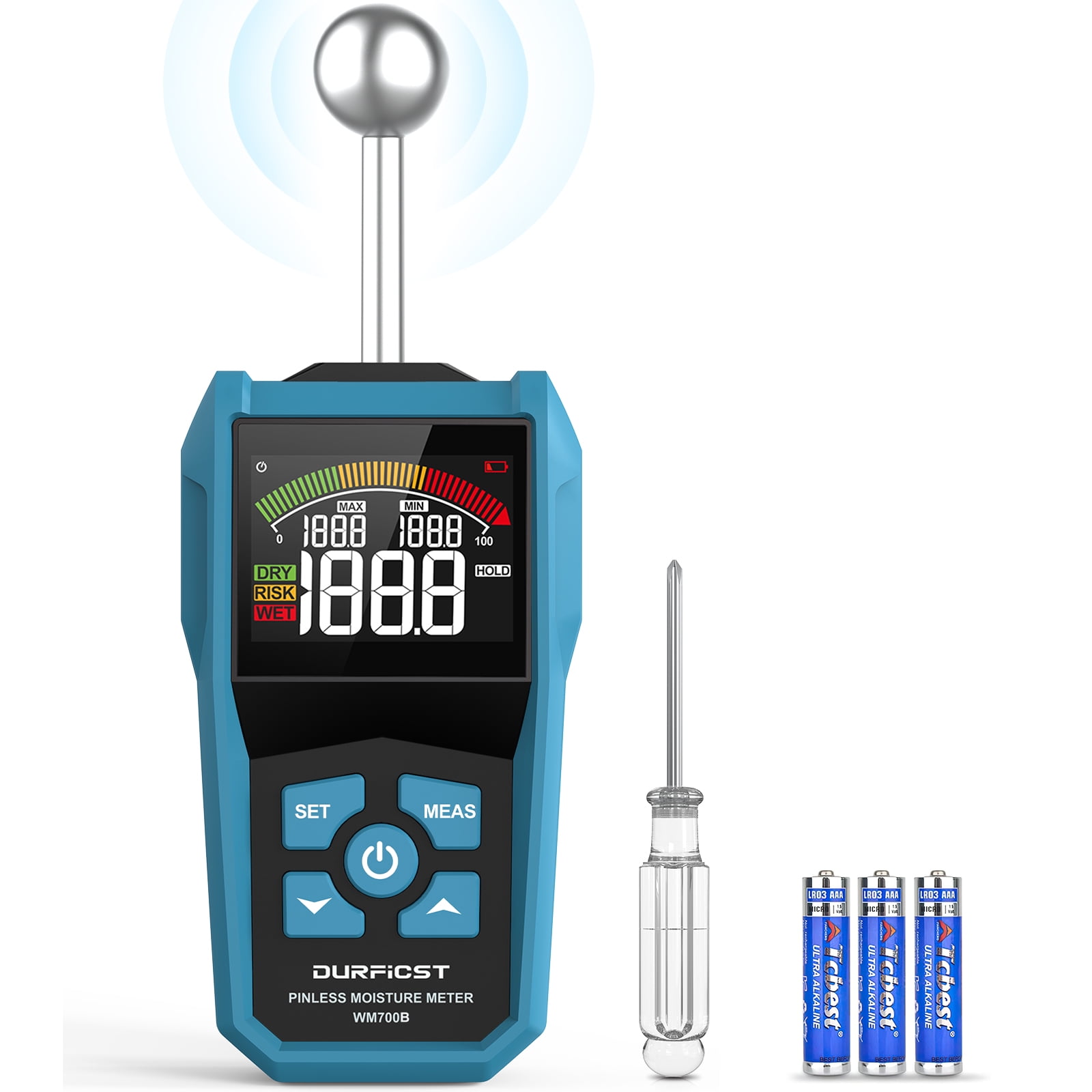 Wood Moisture Meter, DURFICST Pinless Moisture Meter with Colour LCD ...