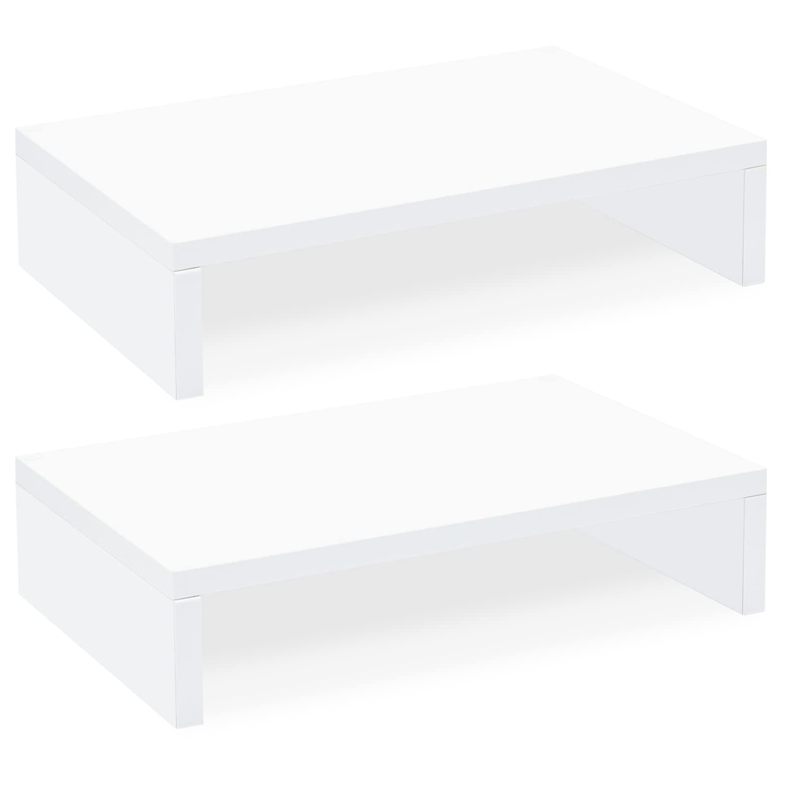 Wood Monitor Stand Riser-2 Pack, 2 Tier Adjustable Monitor Stand Dual ...