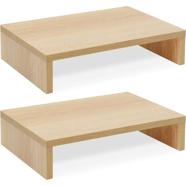Wood Monitor Stand Riser - 2 Pack Adjustable Dual Monitor Riser for ...