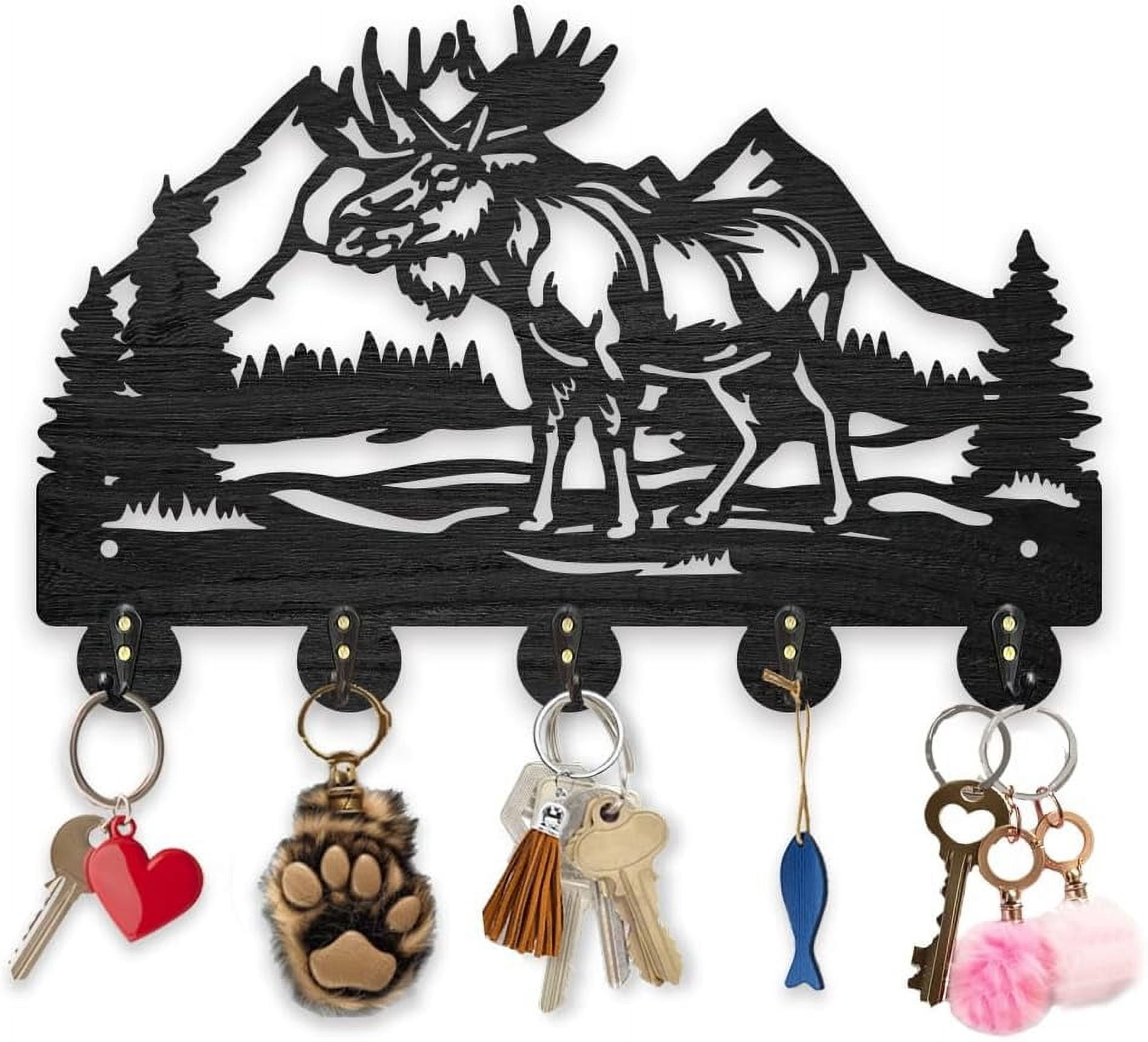 Wood Mountain Elk Key Hook Wall Mounted Forest Animal Tree Key Hangers ...
