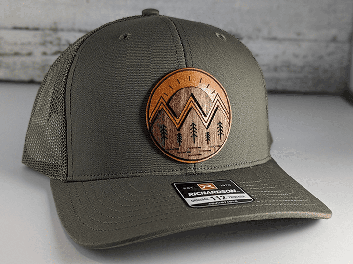 Wood Mountain on Leather Patch 6 Panel Trucker Hat Loden - Walmart.com