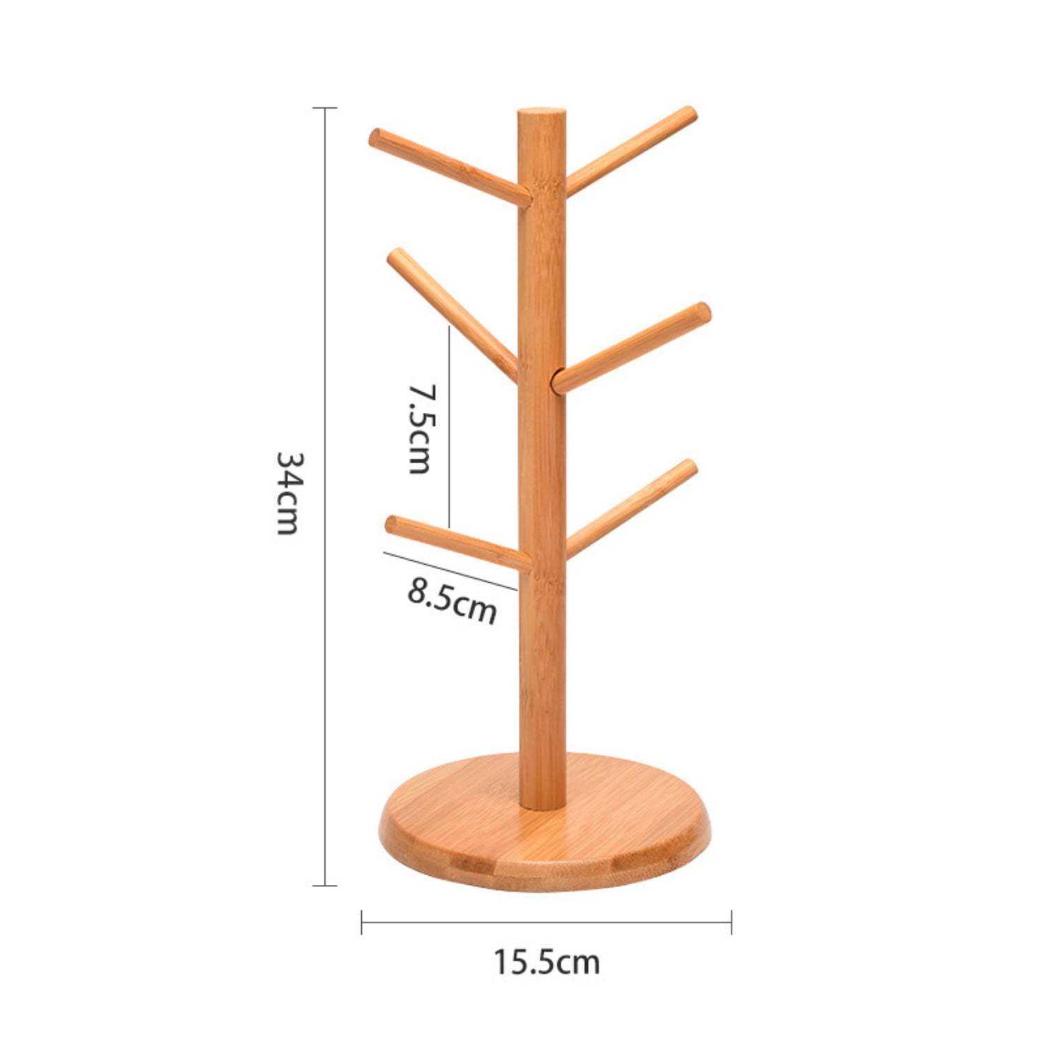 Wood Mug Trees Holder Hanging Rack Coffee Cups Storage Rack Shelves ...