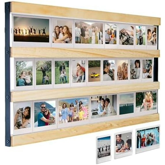 Wood Multi Photo Collage Frame For Wall Compatible with Fujifilm Instax ...