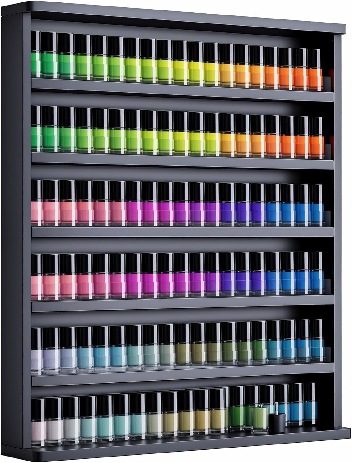 Wood Nail Polish Rack, Wall Mount Nail Polish Organizer, 6 Layers Nail ...