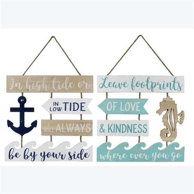Wood Nautical Triple Wall Sign Rope Hanger - 2 Assorted - Walmart.com