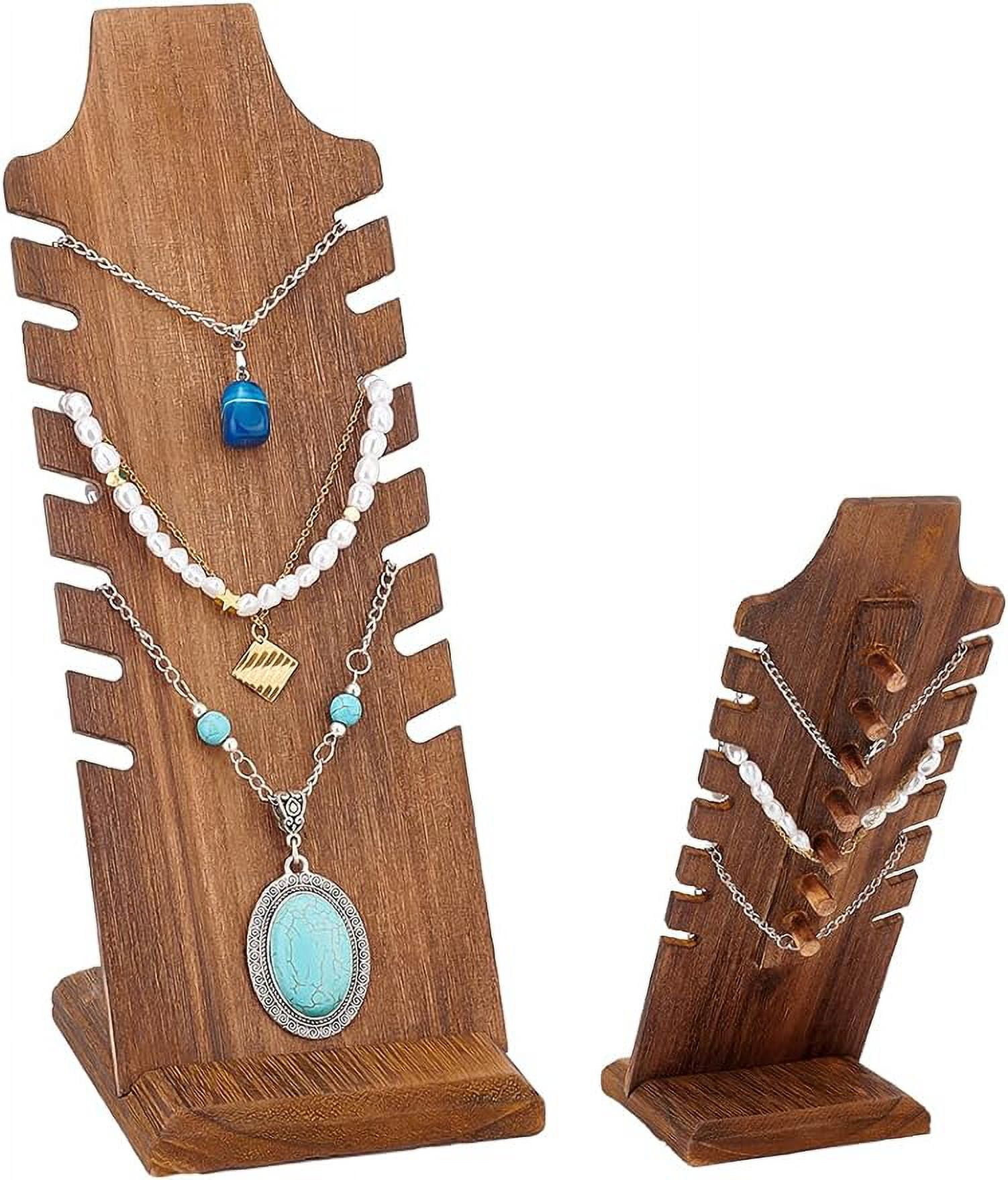 Wood Necklace Jewelry Display Stand for 9 Necklaces Necklace Storage ...