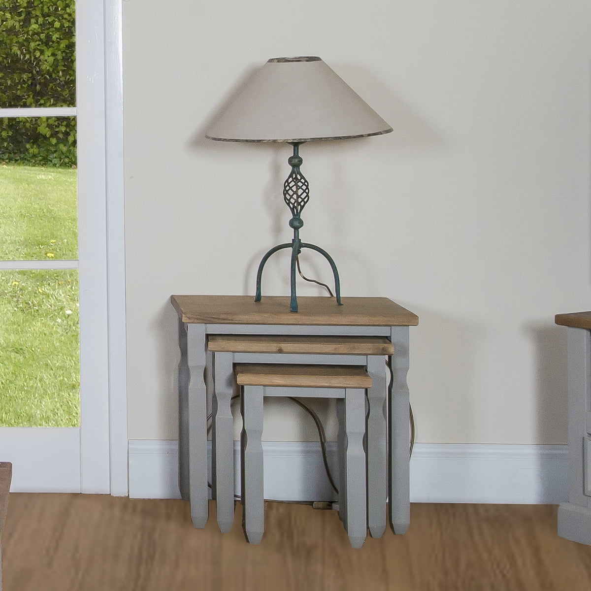 Wood Nest of 3 Tables Corona Gray | Furniture Dash - Walmart.com