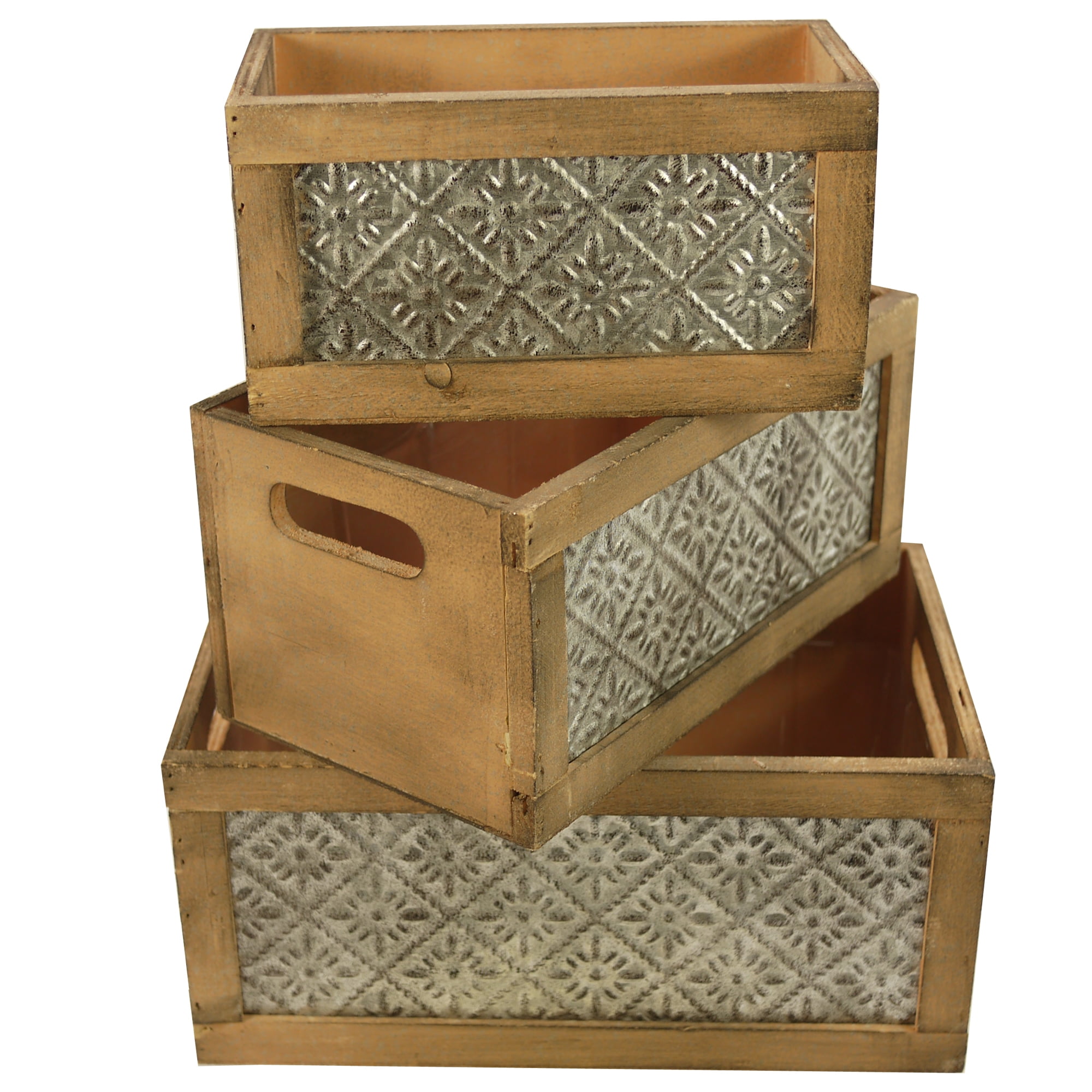 Admired by Nature ABN5E121-NTRL Wood Nesting Storage Crates with ...