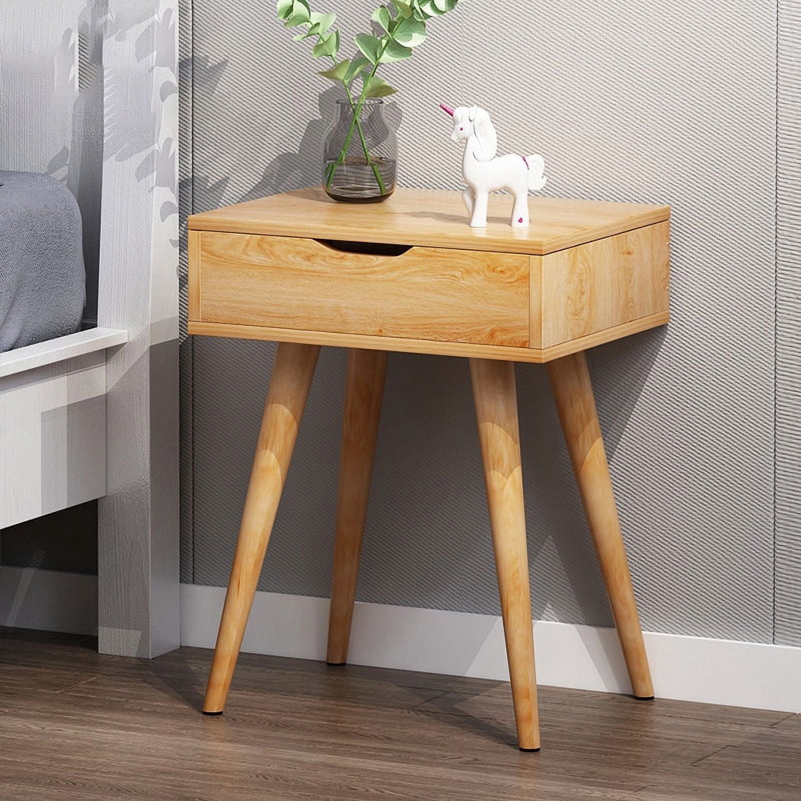 Wood Nightstand Modern Bedside Tables with Drawer Wooden End Table for ...
