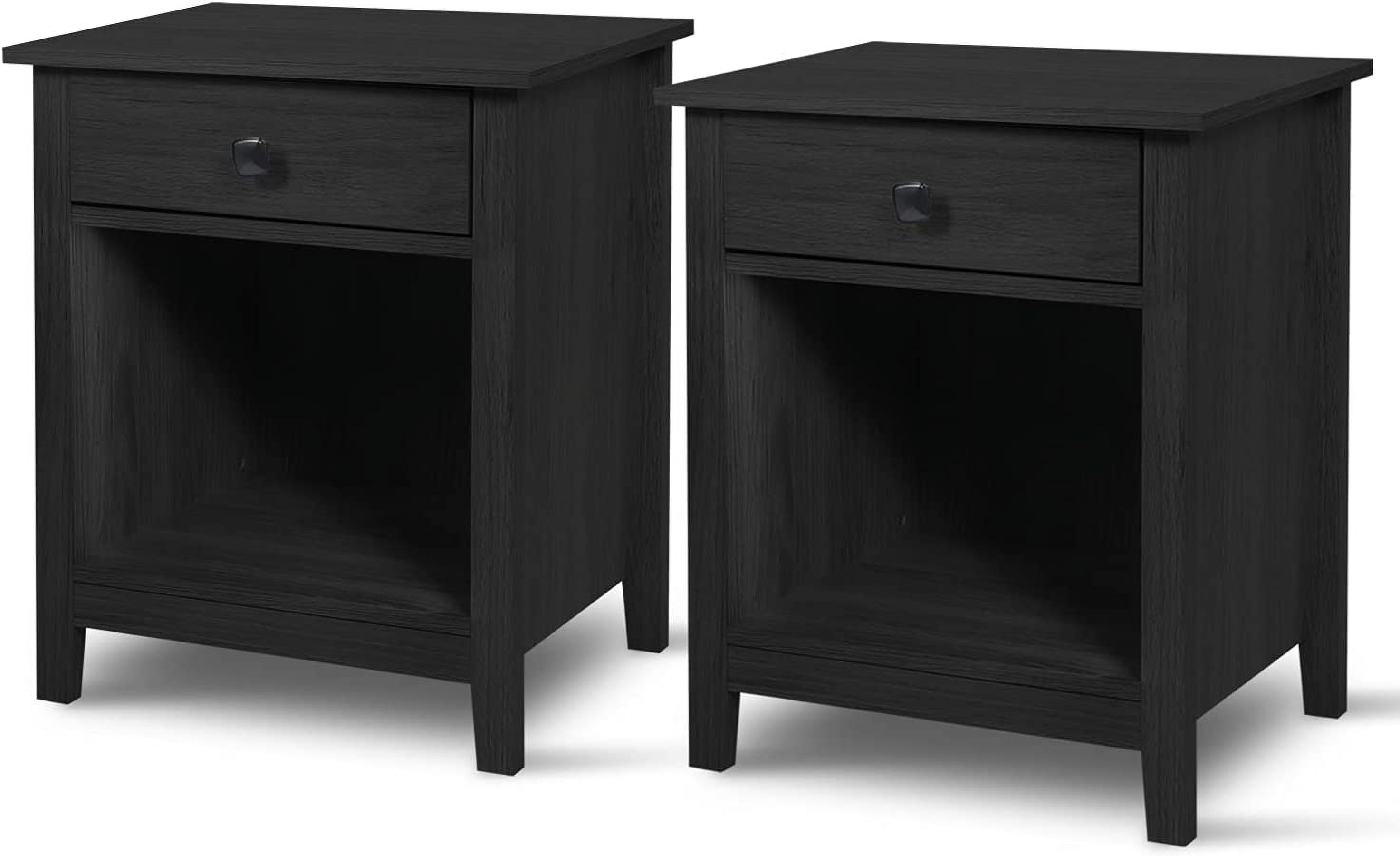 Dark Wood Nightstands Set Of 2