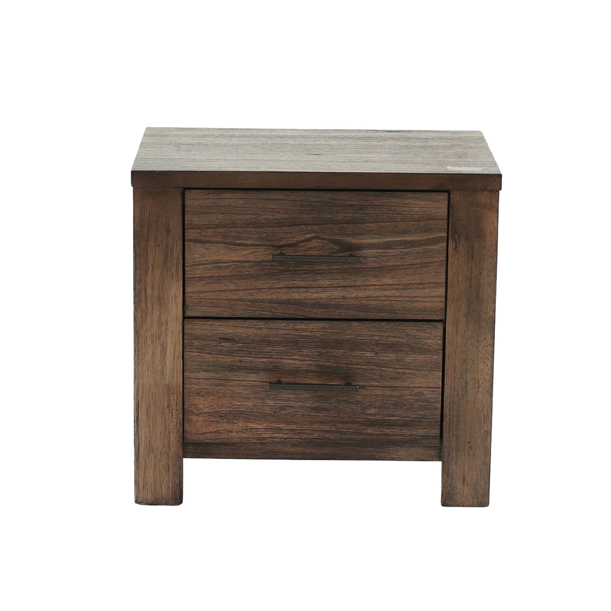 Wood Nightstand With Two Drawers In Brown For Bedroom Area 2 - And ...