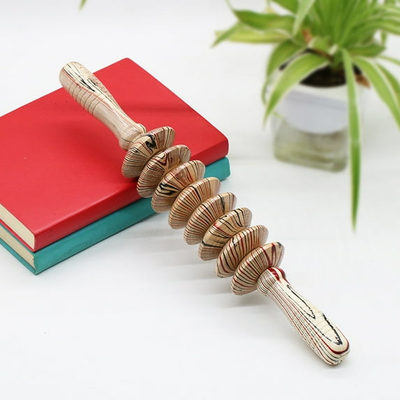 Wood Nine Wheel Abdominal Massager Roller Stick for Deep Tissue Muscle ...