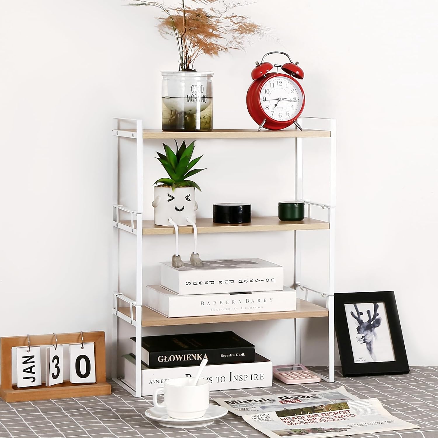 Wood Office Desk Shelf Organizer - Desktop Supplies Cute Dresser Top ...