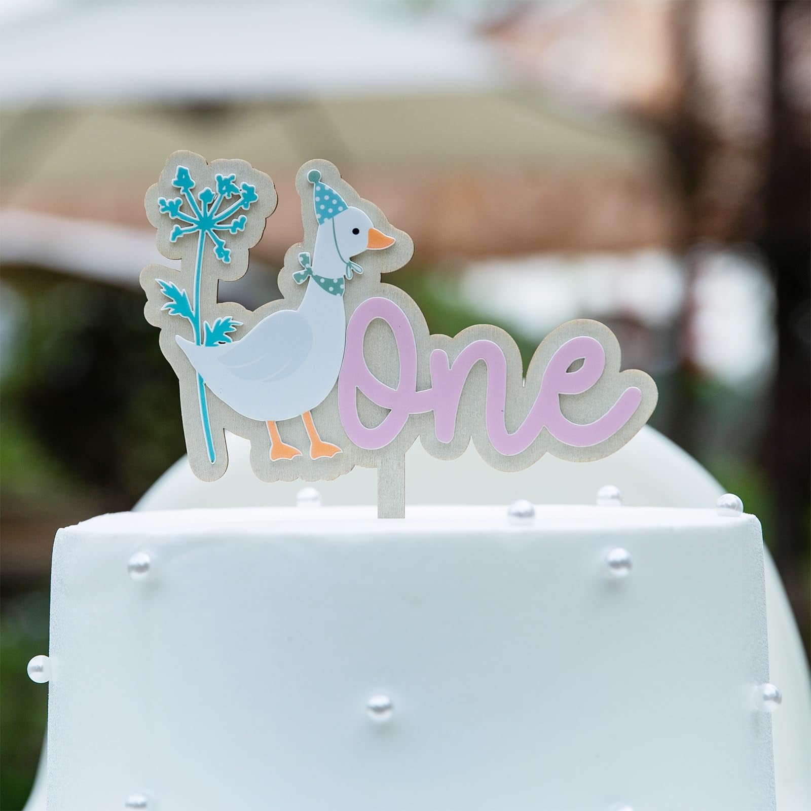 Wood One Silly TWE5 Goose Cake Topper, Goose 1st Birthday Decorations ...