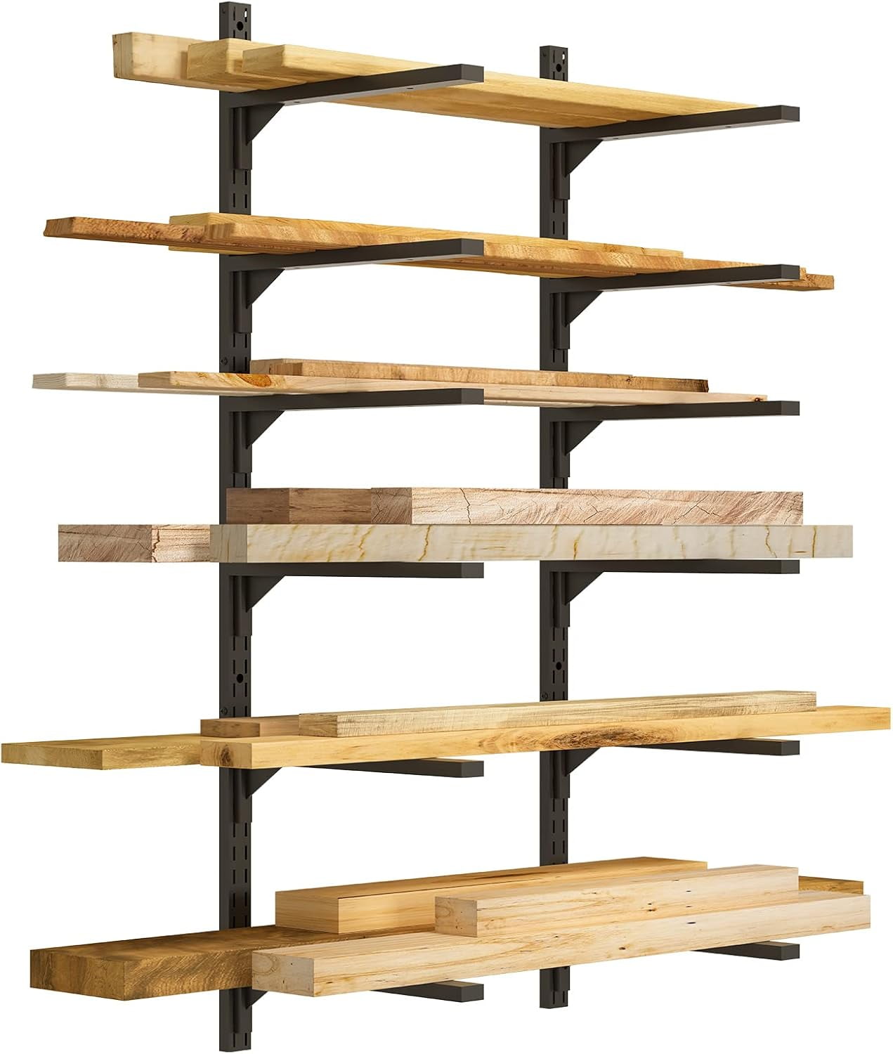 Wood Organizer Metal Rack - 6-Tier Detachable Lumber Storage Metal Rack ...