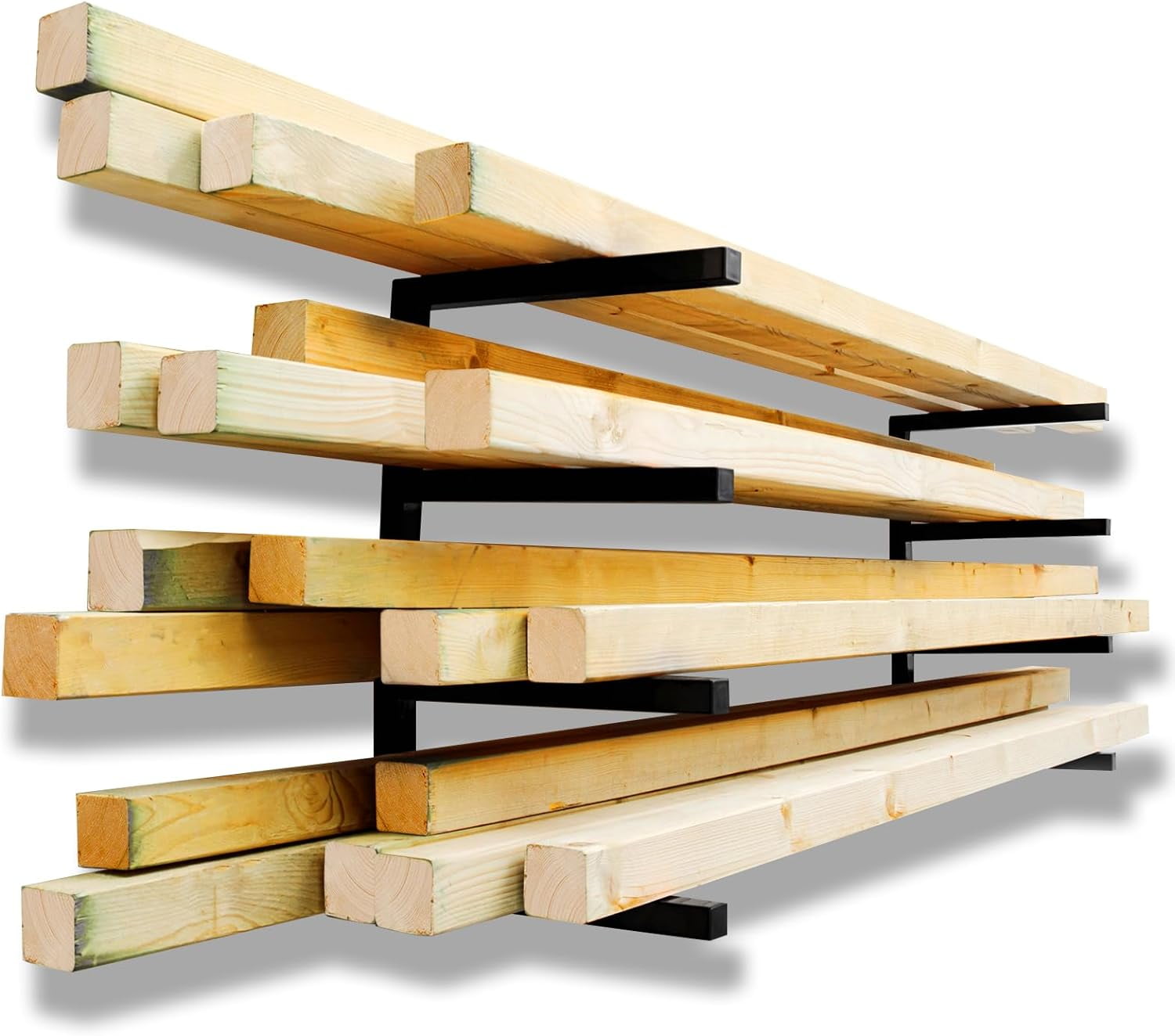 Wood Organizer and Lumber Storage Rack Wall Mount, Heavy Duty Metal ...