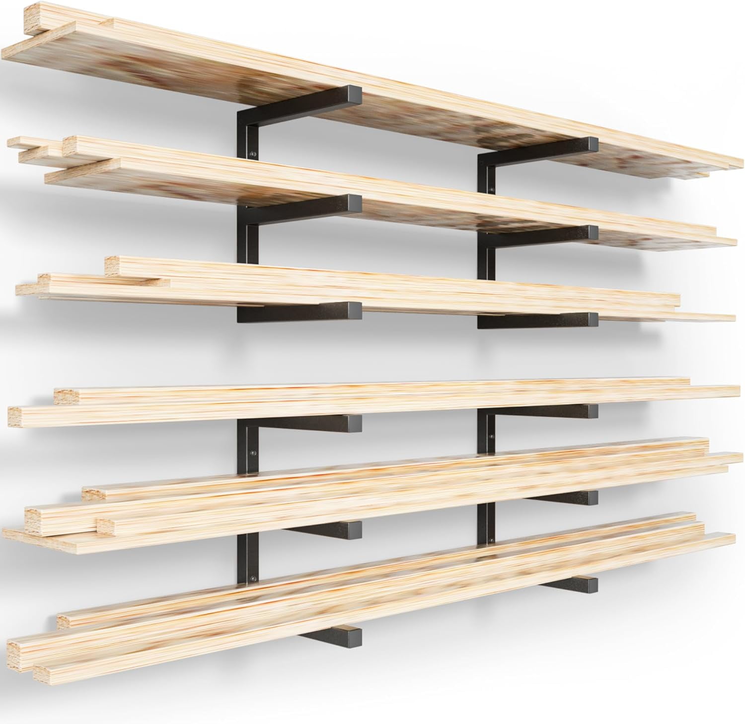 Wood Organizer and Lumber Storage Rack Wall Mount, Heavy Duty Metal ...