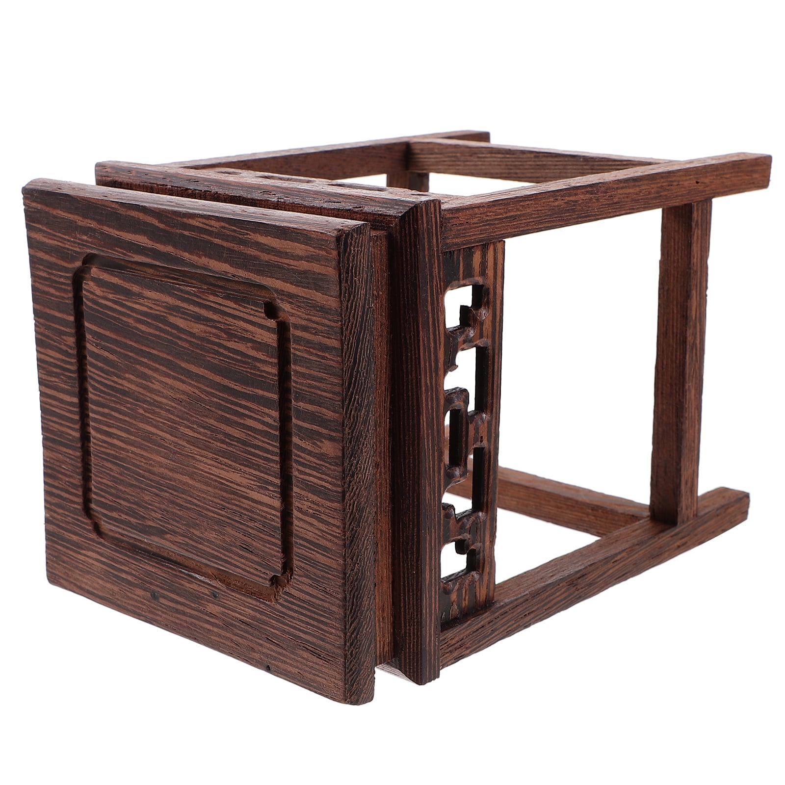 Wood Oriental Vase Stand Small Plant Pot Carving Antique Display Rack ...