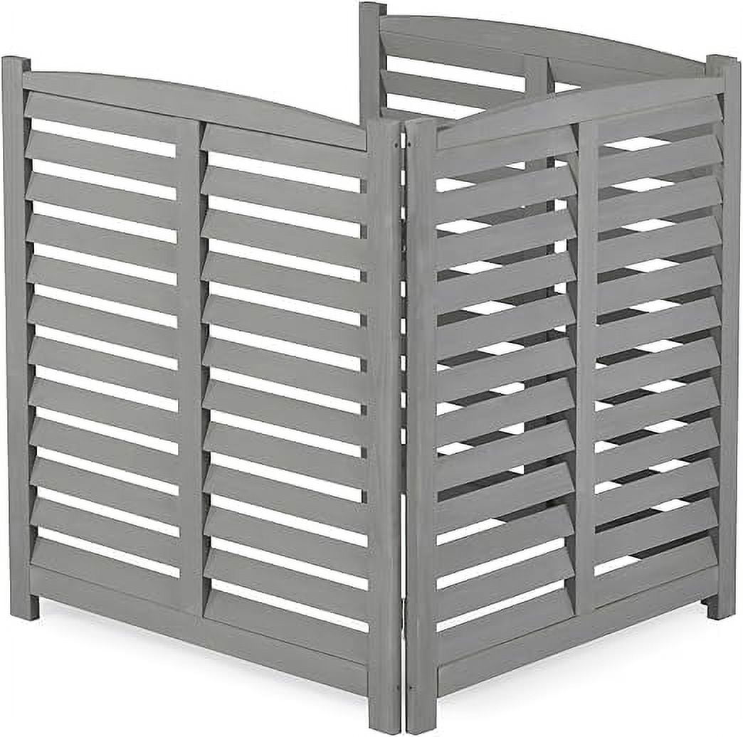 Wood Outdoor Air Conditioner Fence Screen, 3-Panel Outside Wood Privacy Fence, 32" W x 38" H ...