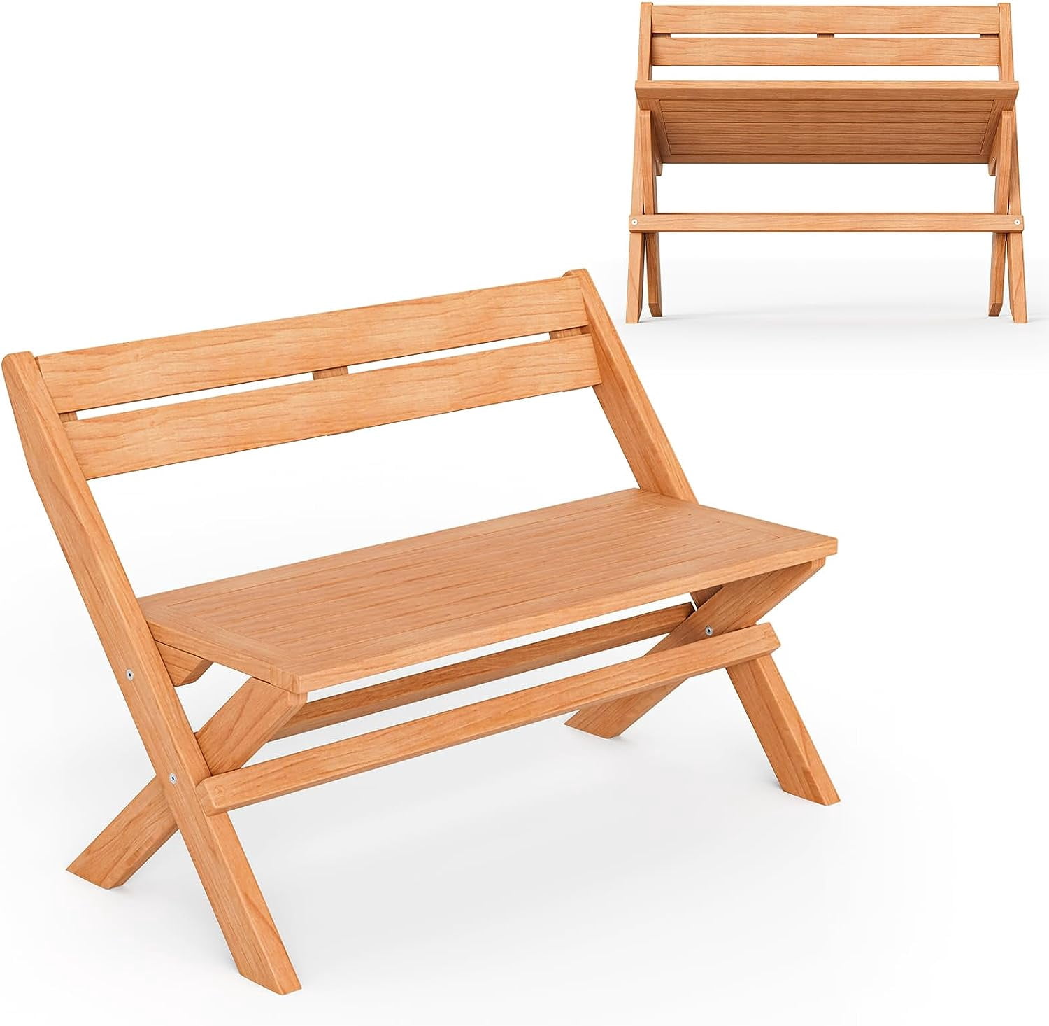 Wood Outdoor Bench S - 2-Person S Garden Bench with Solid Teak Wood ...