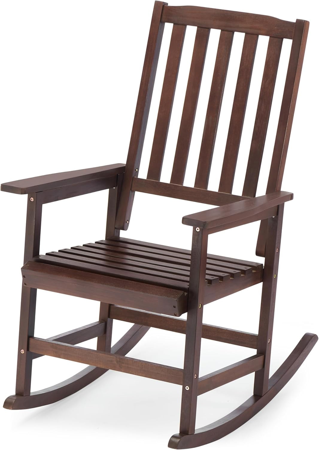 Wood Outdoor Rocking Chiar, Patio Rocker for Front Porch, Deck, Indoor ...