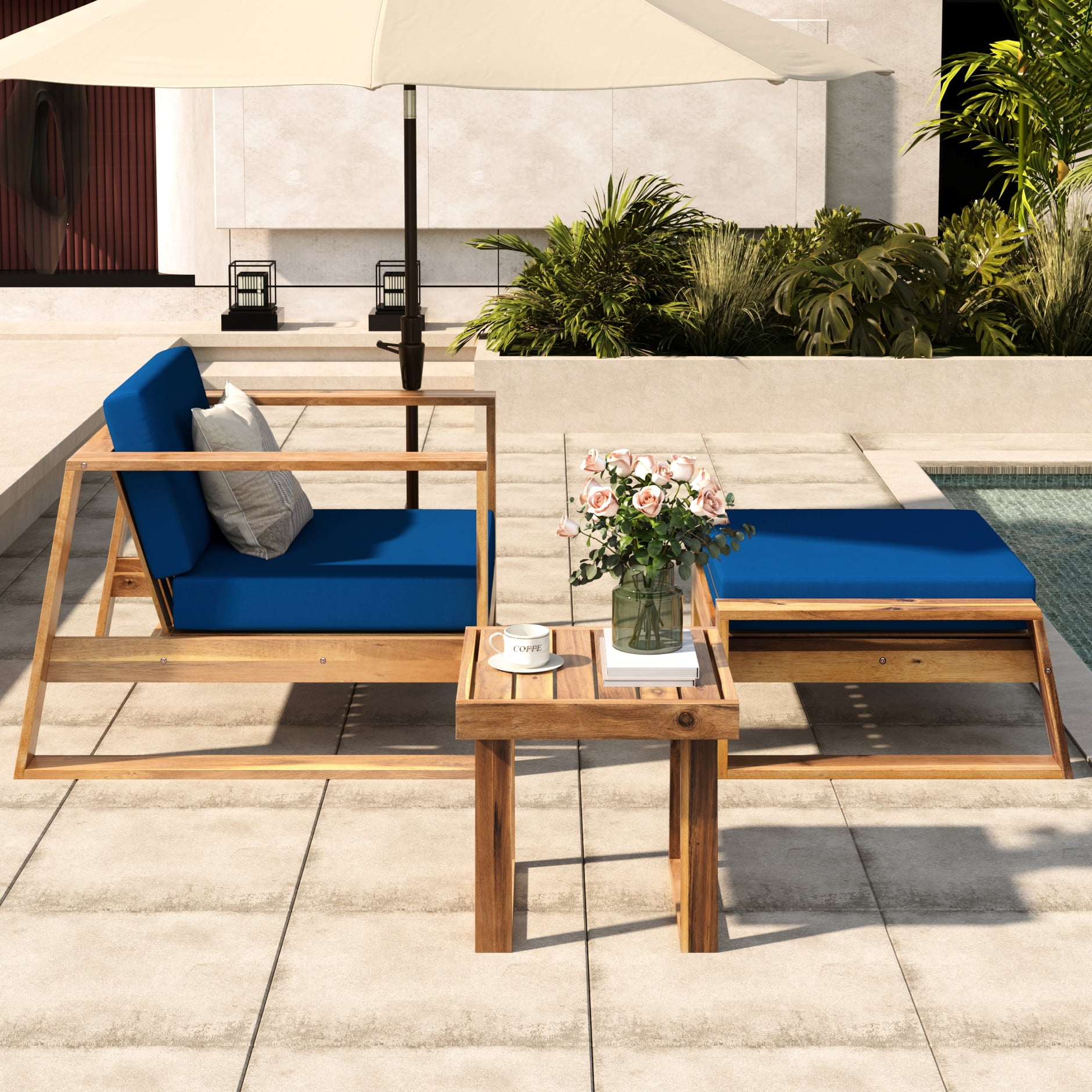 Wood Outdoor Seating Configuration - Chair, & Convenient Side Lift ...