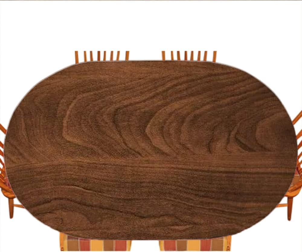 Wood Oval Fitted Tablecloth, Wood Texture, for Kitchen Dining, Party ...