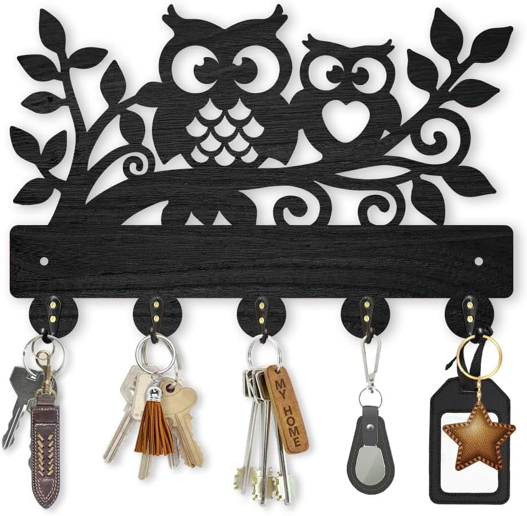 Wood Owl Tree Branch Coat Rack Cute Animal Tree Branch Key Holder for ...