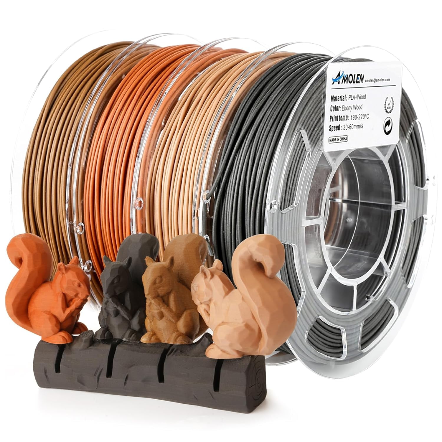 Wood PLA Filament Bundle 3D Printer Filament Wood Sets,Walnut,Cherry ...