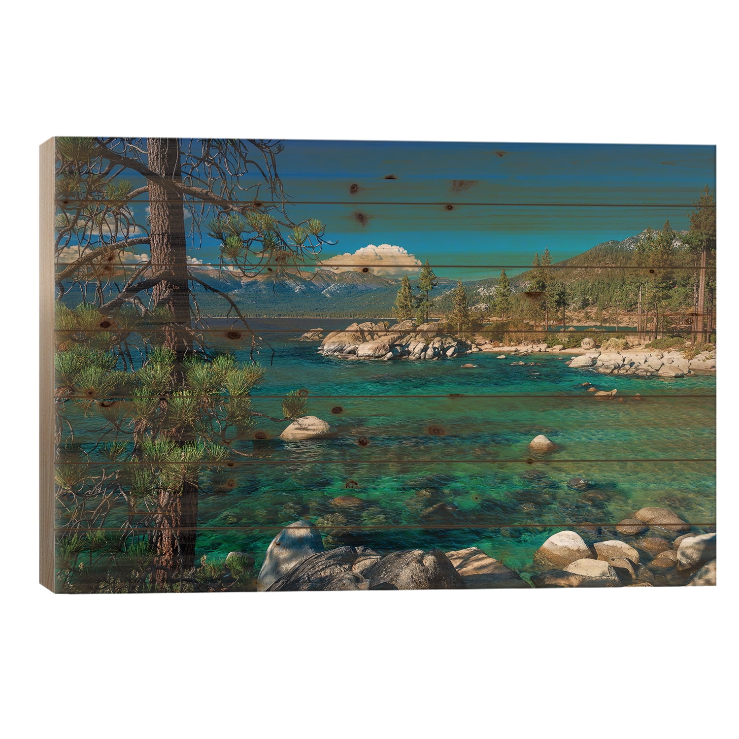 Wood Pallet Art Print - Boulders and cove at Sand Harbor State Park ...
