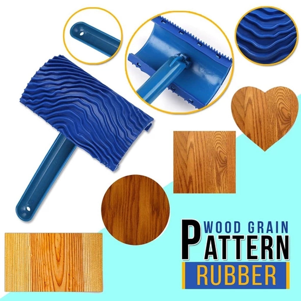 Wood Pattern Paint Roller | Rubber Embossed Texture Tool with Plastic ...